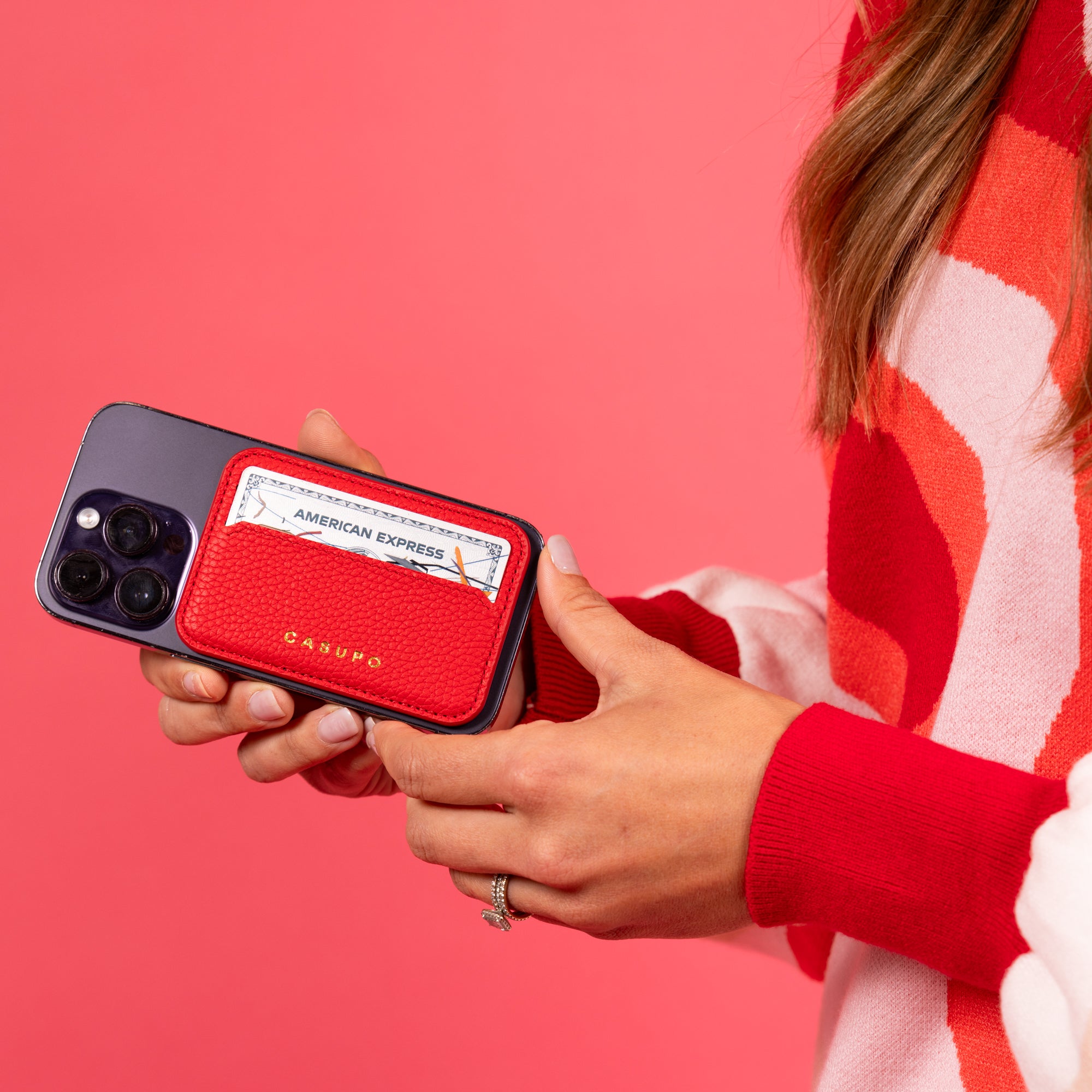 Mag Safe Leather Wallet with RFID - Red