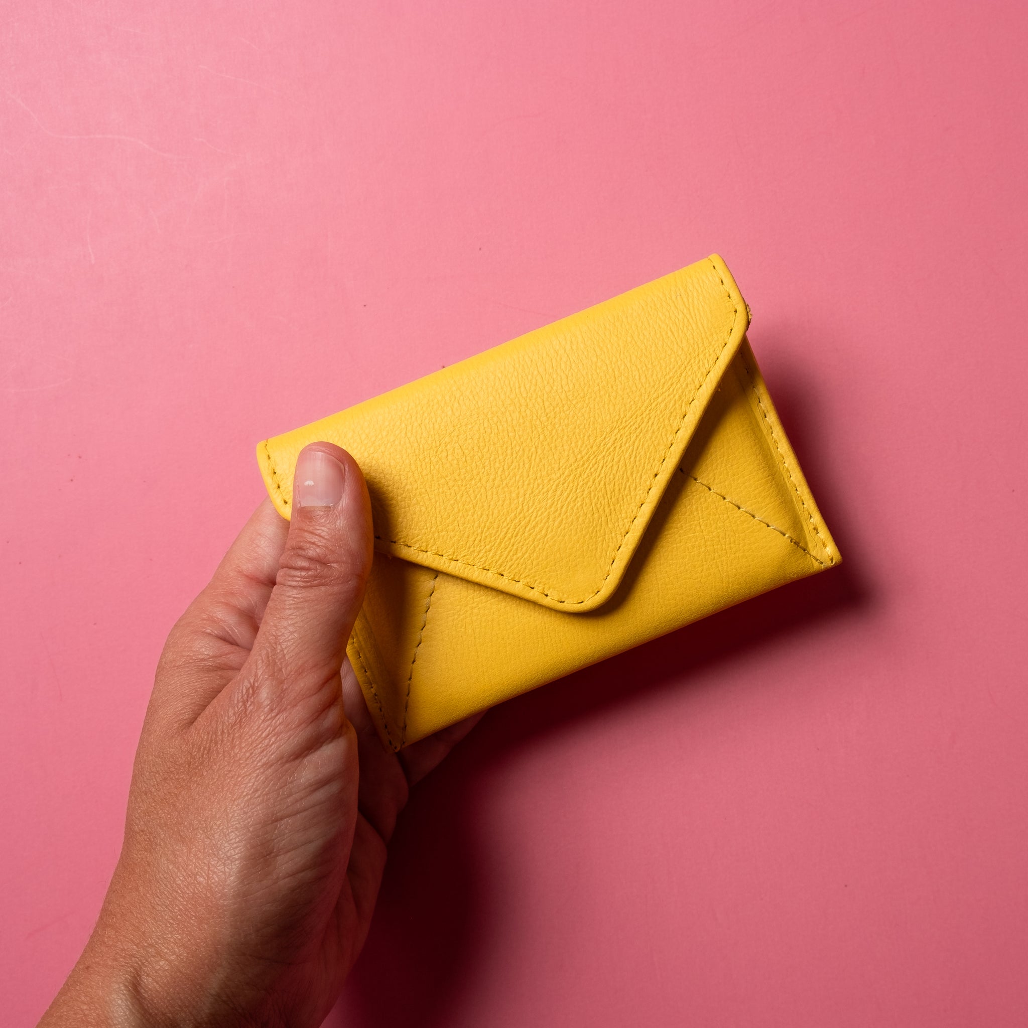 Bright Yellow RFID leather small envelope wallet