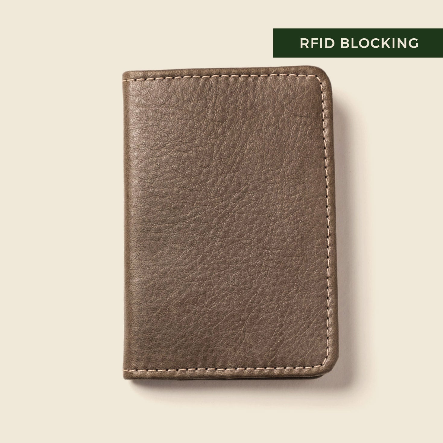 Grey Compact Bifold Leather Wallet with RFID | Casupo