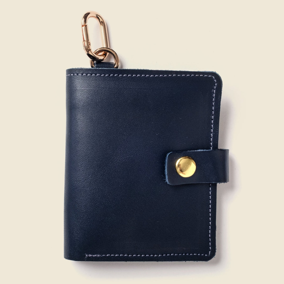 Navy Leather Snap Wallet with Key Ring | Casupo