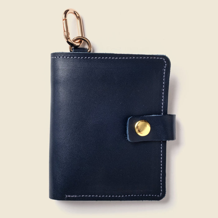 Navy Leather Snap Wallet with Key Ring | Casupo