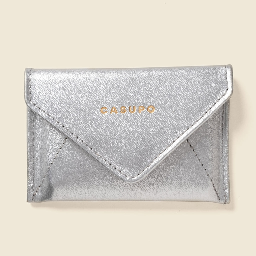 Silver RFID leather small envelope wallet – CASUPO