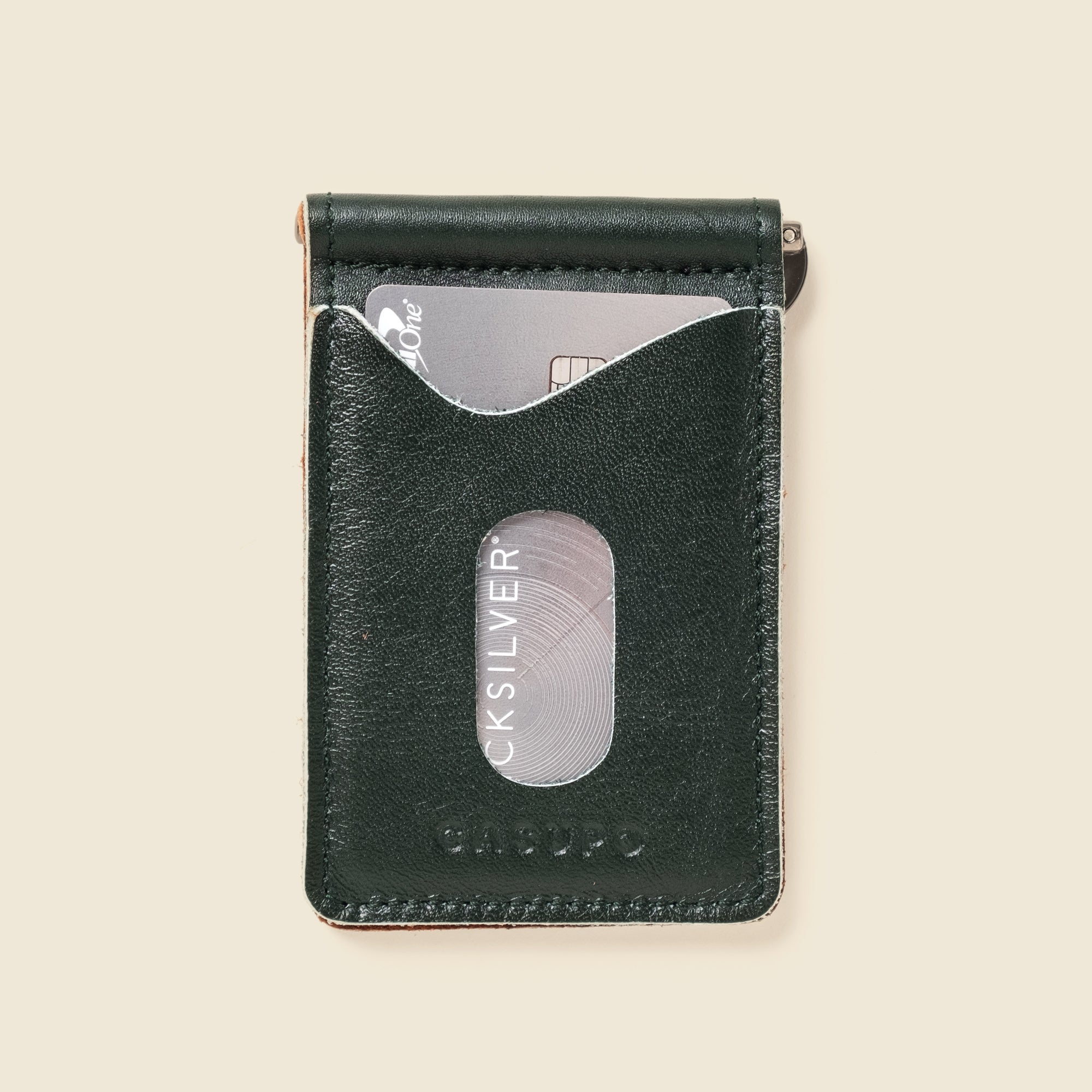 Men's green wallet with money clip