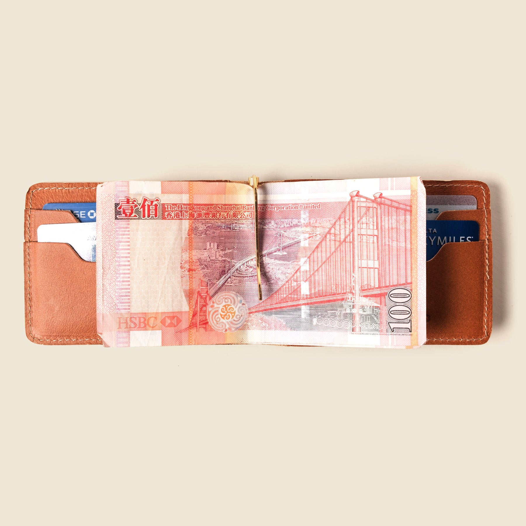 Natural Bifold Money Clip Leather Wallet | Casupo